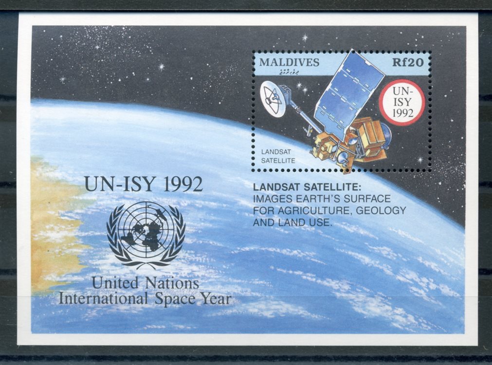 852451) Maldive blocco 272 **, anno spaziale delle Nazioni Unite, satellite Landsat