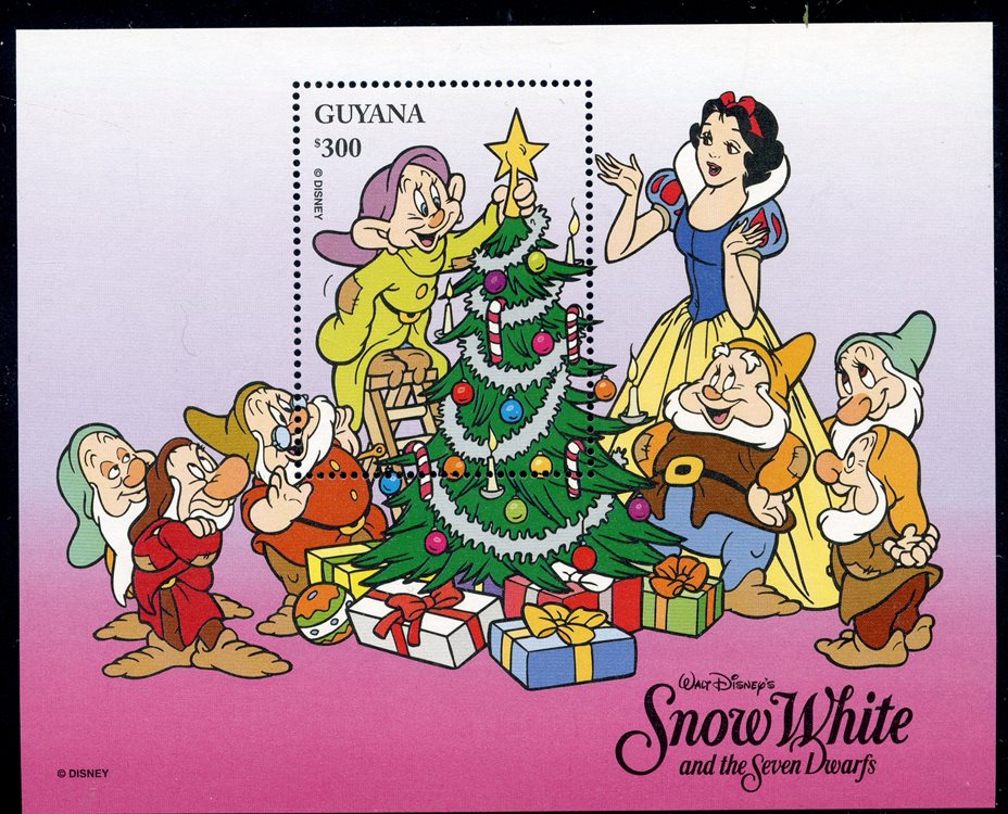 467455) Guyana Block 524 **, Walt Disney, Biancaneve e i 7 nani