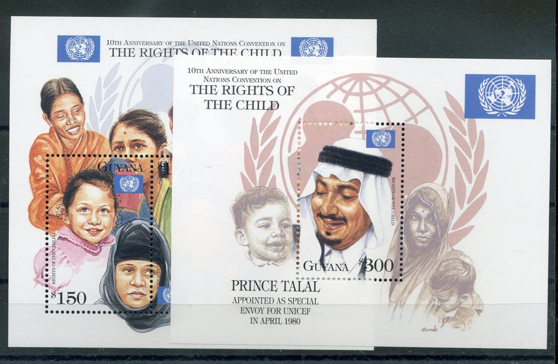 467647) Arco Zd Guyana n. 6627-6629 + blocco 613 **, diritti bambini