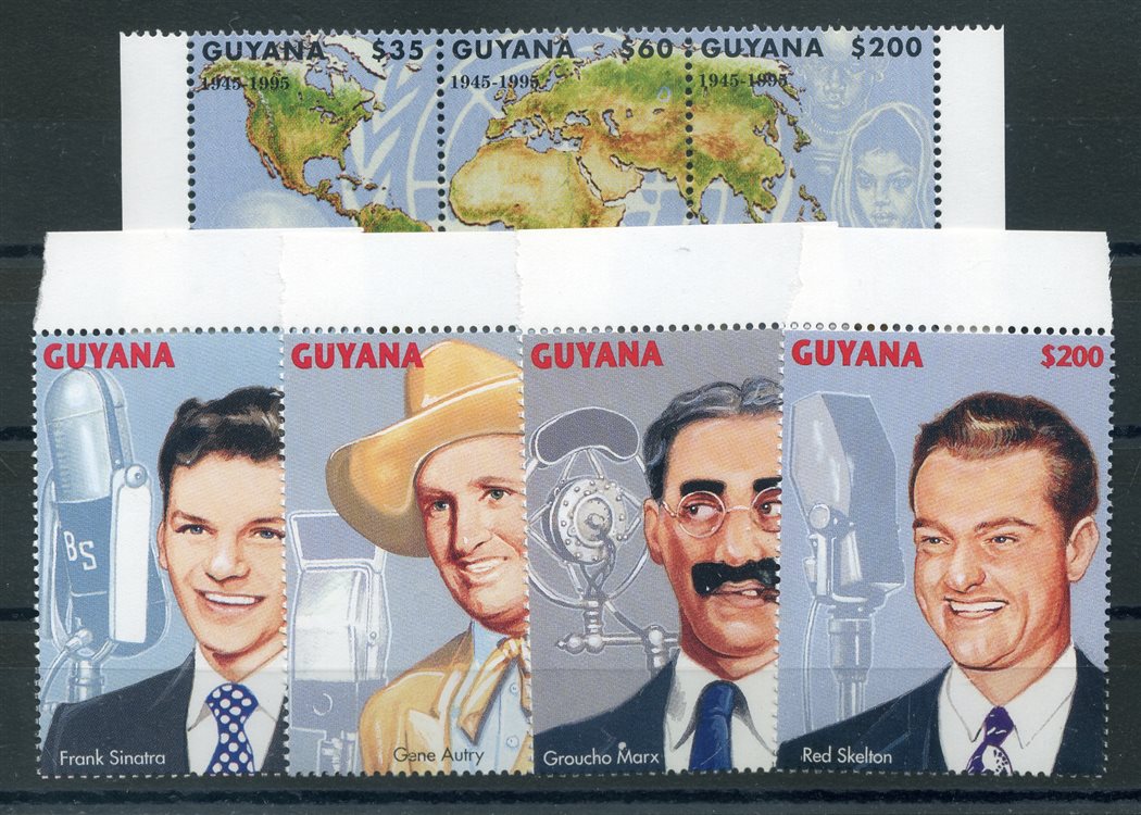 467528) Triple Strisce Guyana n. 5227-5227 + 5554-5557 **, Uno, Entertainer