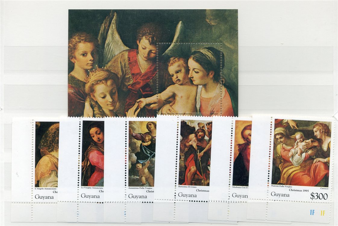 467358) Guyana n. 5330-5335 + blocco 481 **, Natale
